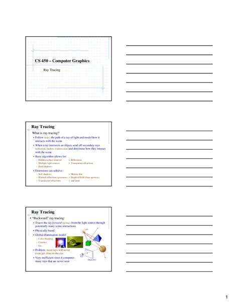 Ray Tracking Lecture Slides Computer Graphics Cs 450 Docsity