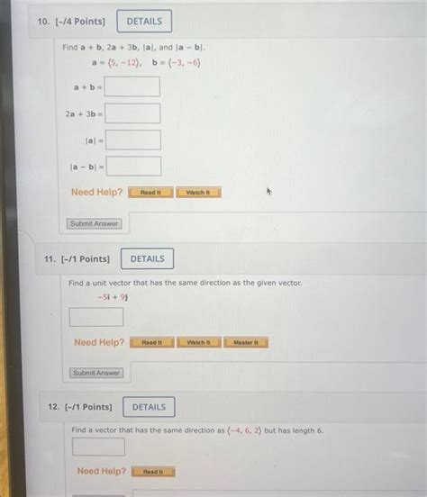 solved find a b 2a 3b ∣a∣ and ∣a−b∣ a 5 −12 b −3 −6