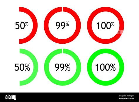 Three Ring Reverse Pie Chart Percentage Infographics Stock Vector Image
