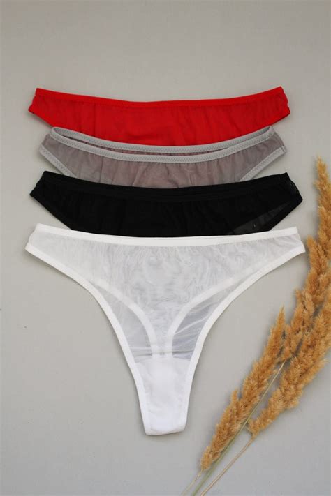 Mesh See Through Thong Panties For Woman Sexy Thong Sheer Panties