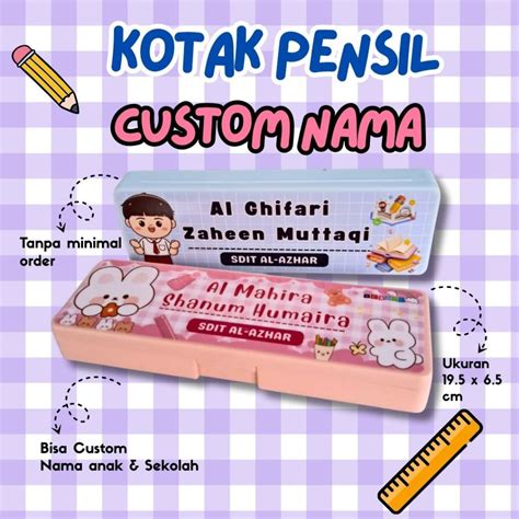 Jual Tempat Pensil Custom Nama Dan Sekolah Lucu Small Size Shopee