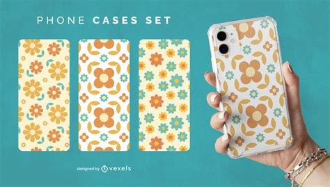 Floral Pattern Phone Cases Set Design Vector Download