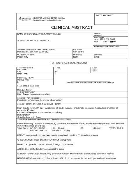 Clinical Abstract Sample Prac 2 Pdf Dehydration Medicine
