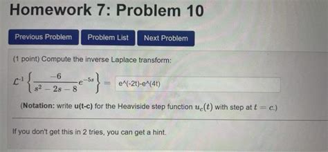 Solved Homework 7 Problem 10 Previous Problem Problem List