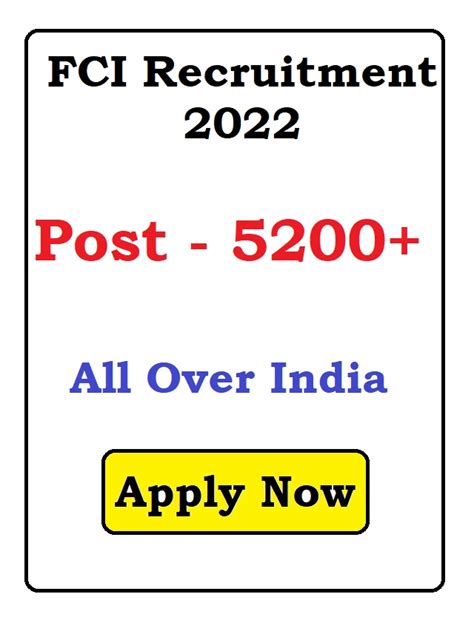 Fci Recruitment 2022 Apply Online Government Jobs