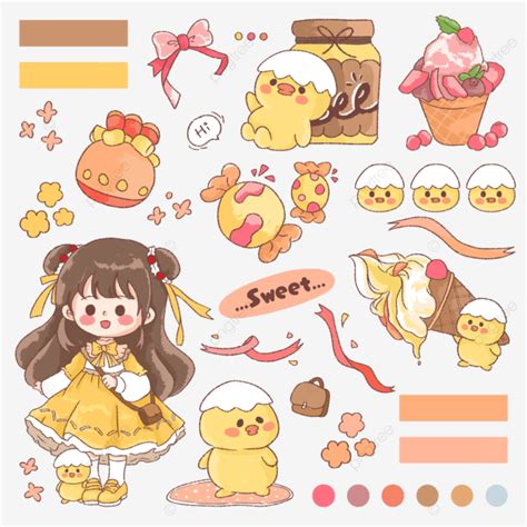 병아리와 사막을 가진 애니메이션 귀여운 소녀 일본 만화 영화 귀여운 소녀 병아리 Png 일러스트 및 Psd 이미지 무료 다운로드 Pngtree