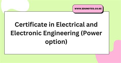 Certificate In Electrical And Electronic Engineering Power Option