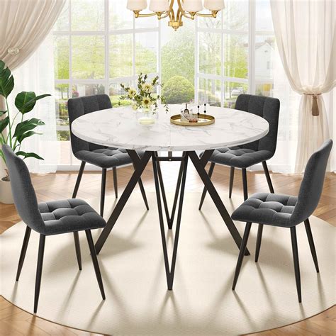 Ensemble Table à Manger 5 Pièces Table Ronde 100 Cm Avec Pieds