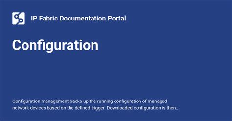 Configuration Ip Fabric Documentation Portal