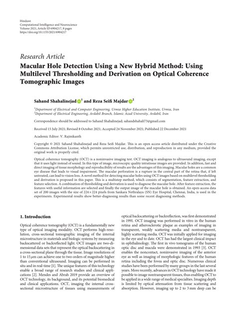 Pdf Macular Hole Detection Using A New Hybrid Method Using