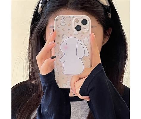 [그립톡증정] 귀여운 스마트톡 핑크빛 케이스 아이폰 12 Pro Max 13 프로 맥스 14 플러스 러블리 플라워 토끼 그립톡 폰케이스 에이블리