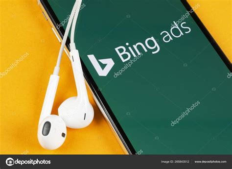 bing application icon on apple iphone x screen close up bing ads app