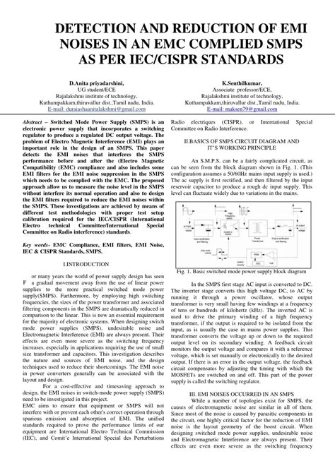 Pdf Detection And Reduction Of Emi Noises An An Emc Coupled Smps As