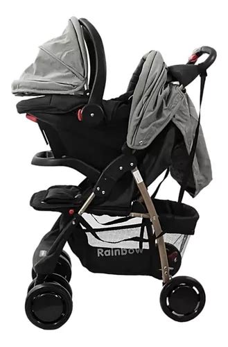 Carrinho De Bebê De Paseio Rainbow Dinamic Travel System Cinza Com Chassi De Cor Dourado