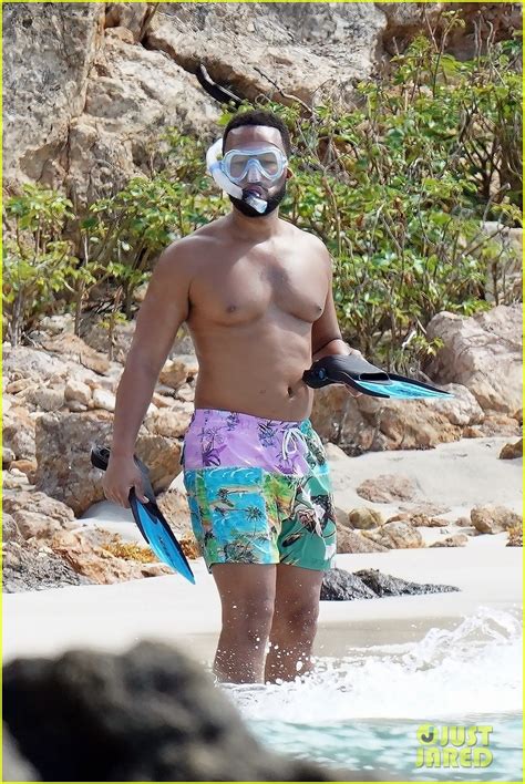 Photo John Legend Chrissy Teigen Colorful Bathing Suits Vacation