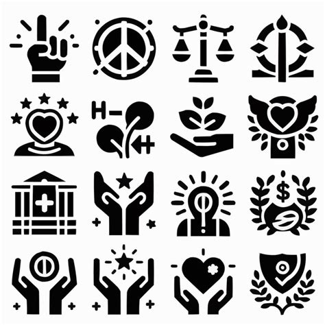 Core Values Solid Icon Set Vector Graphic Glyph Style Pictogram Package Isolated On White