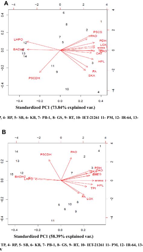 Biplot Generated Through Pca Exhibiting Data Matrix Comprising Of