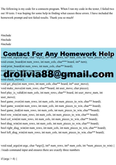 the following is my code for a connectn program when i run my code pdf
