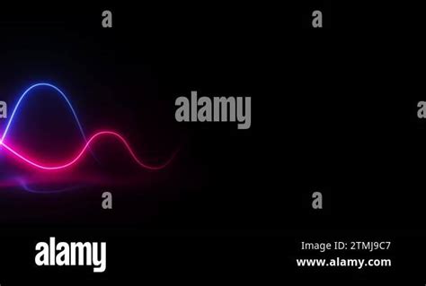 Wave Glowing Movement Of Neon Lines Of Pink And Blue Color In Path Laser Curves Flowing