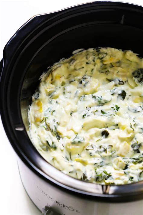 Slow Cooker Spinach Artichoke Dip Gimme Some Oven