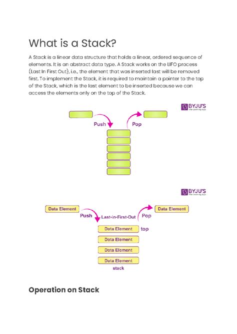 Stack It Is An Abstract Data Type A Stack Works On The Lifo Process