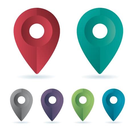 Set Color Maping Pin Location D Icons Royalty Free Vector