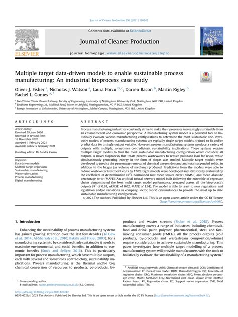 Pdf Multiple Target Data Driven Models To Enable Sustainable Process