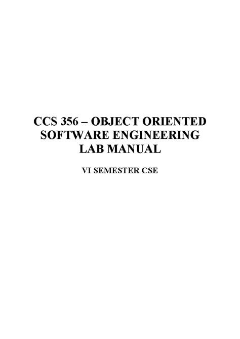 Oose Lab Manual Ccs 356 Object Oriented Software Engineering Lab