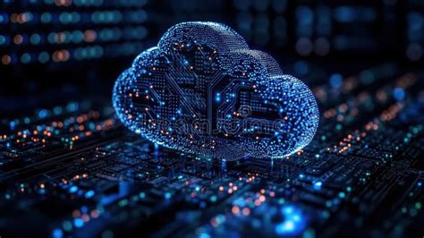A Futuristic Depiction Of Cloud Computing Technology Showcases A Glowing Cloud Shaped Structure