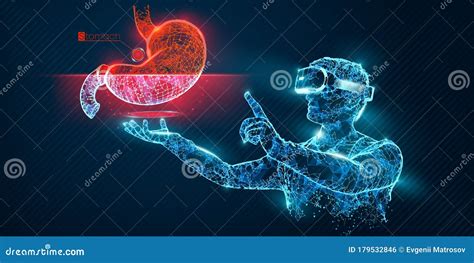 Vr线框头戴式耳机矢量横幅 带虚拟真人眼镜的多边形男子 科学 向量例证 插画 包括有 事实 医学 179532846