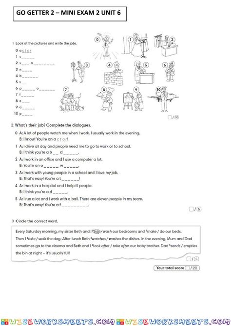 Go Getter Unit Exam Worksheet Online WiseWorksheets