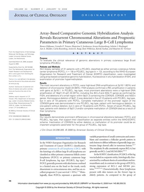 Pdf Array Based Comparative Genomic Hybridization Analysis Reveals Recurrent Chromosomal