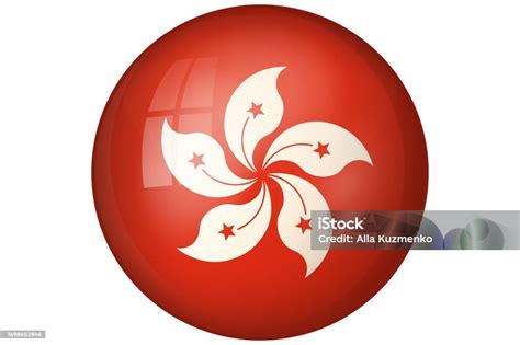 홍콩의 국기입니다 공식 색상의 국가 상징입니다 템플릿 아이콘입니다 추상 벡터 배경입니다 둥근 유리 라이트 볼 3d 큰 거품 구체 지구본에 대한 스톡 벡터 아트 및 기타
