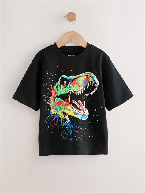 Buy Black Multi Dino Relaxed Fit Short Sleeve Graphic Print T Shirt 3 16yrs From Next Ukraine