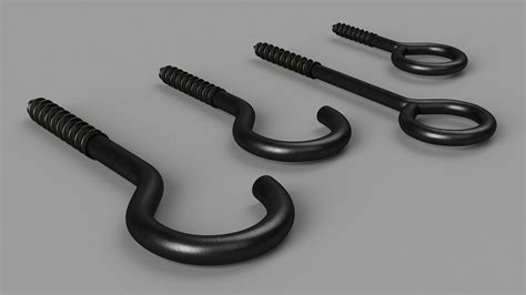 Assorted Metal Screw Hooks Set Black 3d Model Turbosquid 2217940