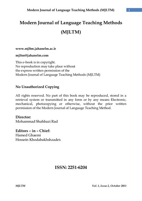 Pdf Modern Journal Of Language Teaching Methods Mjltm