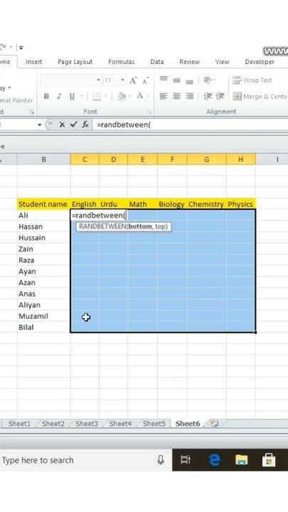 Randbetween Formula In Ms Excel Tips👍👍😱 Shorts Trending Youtube