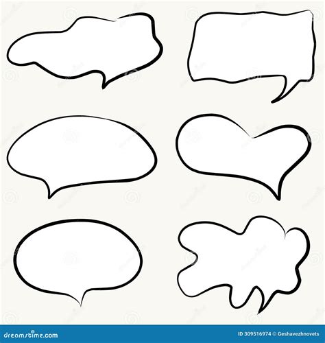 A Set Of Cute Vector Illustrations Featuring Speech Bubbles In Handwritten Style For Notes Stock