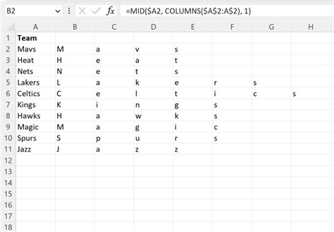 Excel How To Split Word Into Individual Letters
