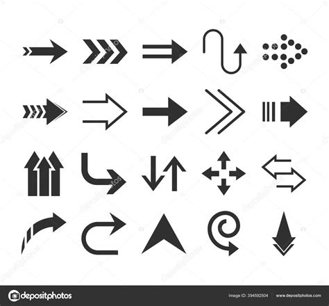 Arrows Direction Guide Cursor Web Navigation Icons Set Silhouette Style Stock Vector By