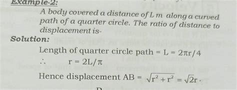 A Body Covered A Distance Of Lm Along A Curved Path Of A Quarter Circle