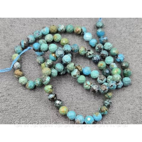 Бірюза африканська 4 4 4 6мм грань довжина 37 38см продаж ціна у Одесі Декор для шиття та