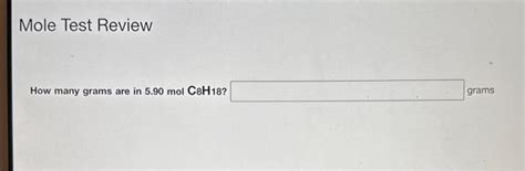 Solved Mole Test Review What Is The Number Of Moles Of Chegg Com