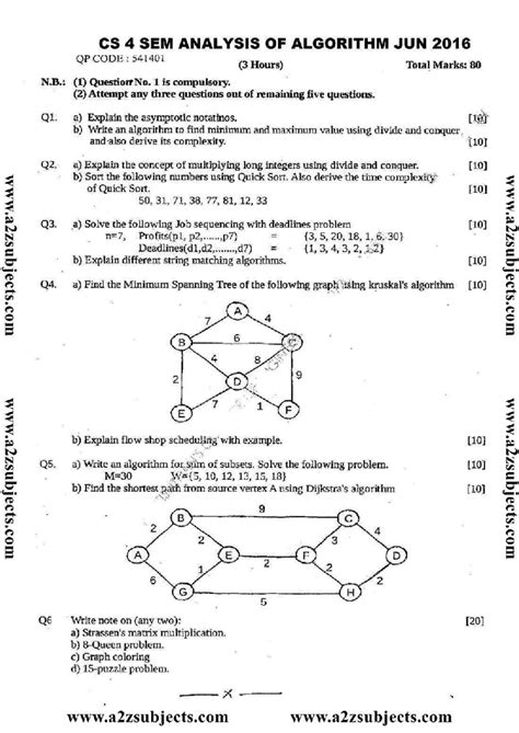 Be Cs 4 Sem Analysis Of Algorithm Jun 2016 Computer Engineering Studocu