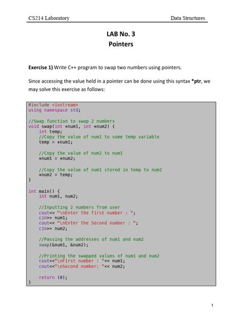 Pointers Exercises 1 Pdf