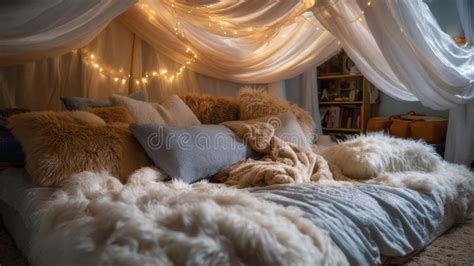 Creating A Cozy Retreat A White Canopy Bed With A Teddy Bear For