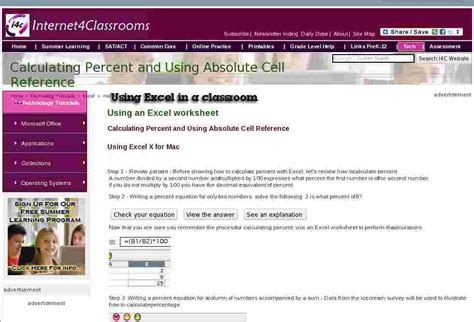 Using Excel X Calculating Percent And Using Absolute Cell Reference