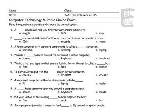 Computer Technology Multiple Choice Exam Teaching Resources