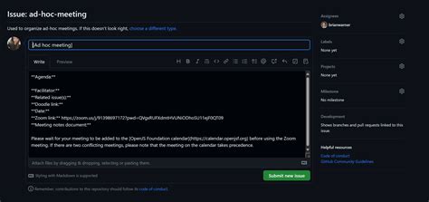 remove brianwarner from default issue assignee on github issue template · issue 1090 · openjs