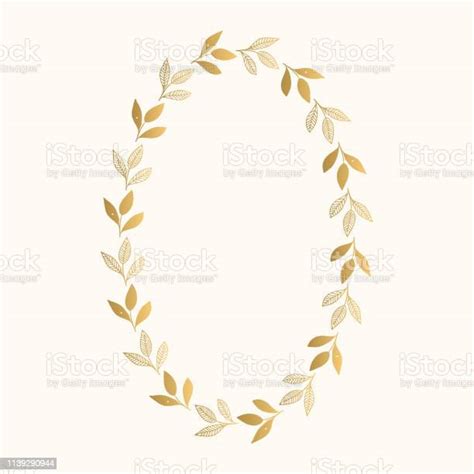 골드 호 일 손으로 그린 타원형 화 환 잉크 질감 럭셔리 번 창 디자인 벡터 고립 된 그림입니다 여름 스타일입니다 프레임에 대한 스톡 벡터 아트 및 기타 이미지 Istock